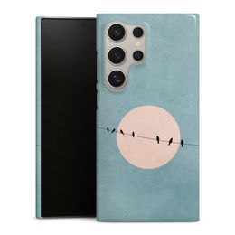 DeinDesign Galaxy S24 Ultra Handy Premium Case Smartphone Handyh&uuml;lle Schutzh&uuml;lle gl&auml;nzend Bird Turquoise Moon Premium Case