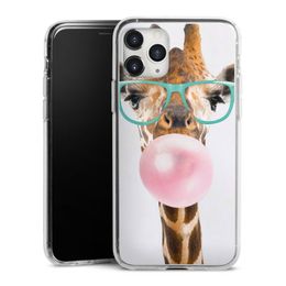 DeinDesign iPhone 11 Pro Max Handy Silikon H&uuml;lle Case transparent Handyh&uuml;lle Giraffe Animals Glasses Silikon Case