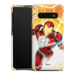DeinDesign Galaxy S10 Handy Premium Case Smartphone Handyh&uuml;lle Schutzh&uuml;lle gl&auml;nzend Marvel Iron Man Fire Premium Case