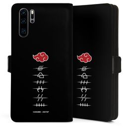 DeinDesign Huawei P30 Pro Handy Klapph&uuml;lle Handyh&uuml;lle aus Kunst Leder schwarz Flip Case Naruto Shippuden Official Licensed Product Akatsuki Sideflip mit langer 