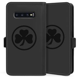 DeinDesign Galaxy S10 Plus Handy Klapph&uuml;lle Handyh&uuml;lle aus Kunst Leder schwarz Flip Case Official Licensed Product Spvgg Greuther F&uuml;rth Clover Sideflip mit 