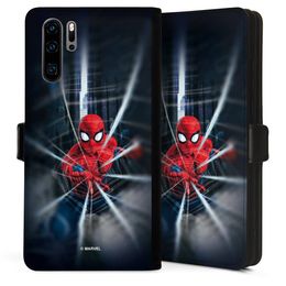 DeinDesign Huawei P30 Pro Handy Klapph&uuml;lle Handyh&uuml;lle aus Kunst Leder schwarz Flip Case Kinofilm Marvel Spiderman Sideflip mit langer Lasche