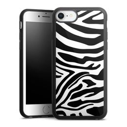 DeinDesign iPhone SE (2020) Handy Gallery Case Handyh&uuml;lle 9H Geh&auml;rtetes Glas R&uuml;ckseite H&uuml;lle Animal Look Zebra Animal Print Gallery Case