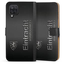 DeinDesign Galaxy A12 Handy Klapph&uuml;lle Handyh&uuml;lle aus Kunst Leder schwarz Flip Case Eintracht Braunschweig Logo Official Licensed Product Sideflip mit langer 