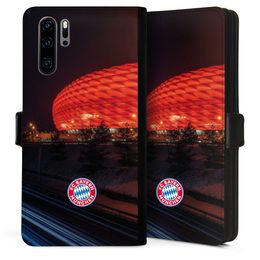 DeinDesign Huawei P30 Pro Handy Klapph&uuml;lle Handyh&uuml;lle aus Kunst Leder schwarz Flip Case Fc Bayern M&uuml;nchen Stadium Fcb Sideflip mit langer Lasche
