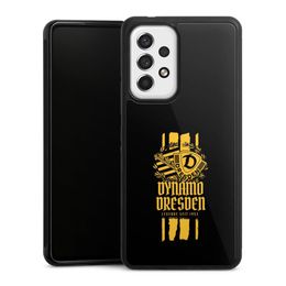 DeinDesign Galaxy A53 5G Handy Gallery Case Handyh&uuml;lle 9H Geh&auml;rtetes Glas R&uuml;ckseite H&uuml;lle Sg Dynamo Dresden Statement Sgd Gallery Case