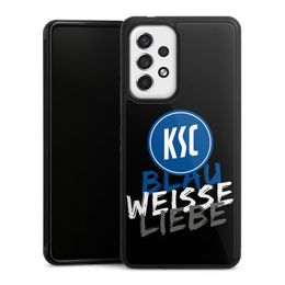 DeinDesign Galaxy A53 5G Handy Gallery Case Handyh&uuml;lle 9H Geh&auml;rtetes Glas R&uuml;ckseite H&uuml;lle Ksc Official Licensed Product Karlsruher Sc Gallery Case