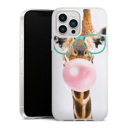 DeinDesign iPhone 13 Pro Max Handy Silikon H&uuml;lle Case transparent Handyh&uuml;lle Giraffe Animals Glasses Silikon Case