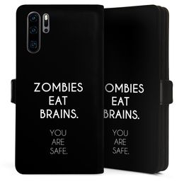 DeinDesign Huawei P30 Pro Handy Klapph&uuml;lle Handyh&uuml;lle aus Kunst Leder schwarz Flip Case Statement Funny Zombie Sideflip mit langer Lasche