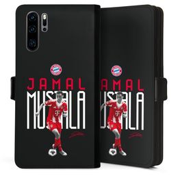 DeinDesign Huawei P30 Pro Handy Klapph&uuml;lle Handyh&uuml;lle aus Kunst Leder schwarz Flip Case Fc Bayern M&uuml;nchen Jamal Musiala Official Licensed Product Sideflip mit 