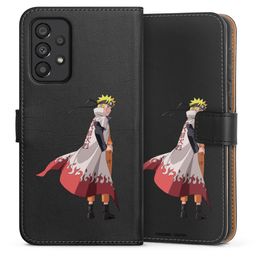 DeinDesign Galaxy A33 5G Handy Klapph&uuml;lle Handyh&uuml;lle aus Kunst Leder schwarz Flip Case Naruto Shippuden Sensei Hokage Sideflip mit langer Lasche