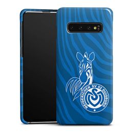 DeinDesign Galaxy S10 Handy Premium Case Smartphone Handyh&uuml;lle Schutzh&uuml;lle gl&auml;nzend Merchandise Msv Duisburg Zebra Premium Case