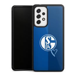 DeinDesign Galaxy A53 5G Handy Gallery Case Handyh&uuml;lle 9H Geh&auml;rtetes Glas R&uuml;ckseite H&uuml;lle Heart Schalke 04 Fc Schalke 04 Gallery Case