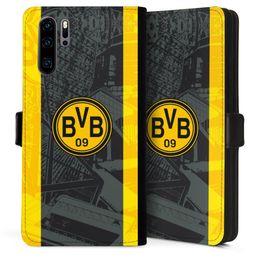 DeinDesign Huawei P30 Pro Handy Klapph&uuml;lle Handyh&uuml;lle aus Kunst Leder schwarz Flip Case Bvb Borussia Dortmund Stadium Sideflip mit langer Lasche