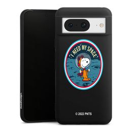 DeinDesign Google Pixel 8 Handy Premium Silikon H&uuml;lle Handyh&uuml;lle schwarz Case Peanuts Weltall Snoopy Silikon Premium Case