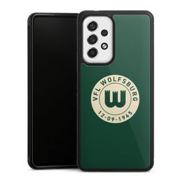 DeinDesign Galaxy A53 5G Handy Gallery Case Handyh&uuml;lle 9H Geh&auml;rtetes Glas R&uuml;ckseite H&uuml;lle 80 Jahre Official Licensed Product Vfl Wolfsburg Gallery Case