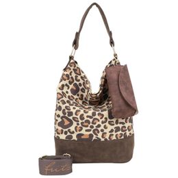 Damen Schultertasche "Izzy07 Limited Leo Camel", Fritzi aus Preussenbeige, braun, 55% Baumwolle, 45% Polyester, Taschen, mit Leomuster