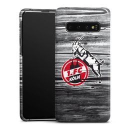 DeinDesign Galaxy S10 Handy Premium Case Smartphone Handyh&uuml;lle Schutzh&uuml;lle gl&auml;nzend 1. Fc K&ouml;ln Wooden Look Official Licensed Product Premium Case