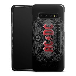 DeinDesign Galaxy S10 Handy Premium Case Smartphone Handyh&uuml;lle Schutzh&uuml;lle gl&auml;nzend Merchandise Black Ice Acdc Premium Case