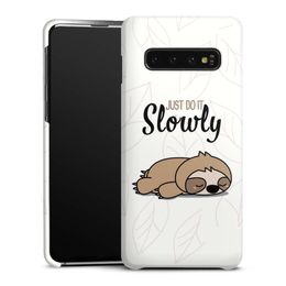 DeinDesign Galaxy S10 Handy Premium Case Smartphone Handyh&uuml;lle Schutzh&uuml;lle gl&auml;nzend Animals Sloth Lazy Sunday Premium Case