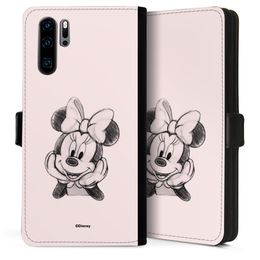 DeinDesign Huawei P30 Pro Handy Klapph&uuml;lle Handyh&uuml;lle aus Kunst Leder schwarz Flip Case Official Licensed Product Disney Minnie Mouse Sideflip mit langer Lasche
