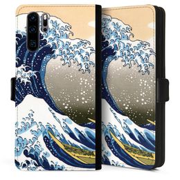 DeinDesign Huawei P30 Pro Handy Klapph&uuml;lle Handyh&uuml;lle aus Kunst Leder schwarz Flip Case Katsushika Hokusai Die Gro&szlig;e Welle Vor Kanagawa Kunst Sideflip mit langer