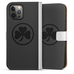 DeinDesign iPhone 12 Pro Max Handy Klapph&uuml;lle Handyh&uuml;lle aus Kunst Leder wei&szlig; Flip Case Official Licensed Product Spvgg Greuther F&uuml;rth Clover Sideflip mit Lasche