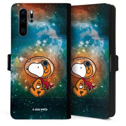 DeinDesign Huawei P30 Pro Handy Klapph&uuml;lle Handyh&uuml;lle aus Kunst Leder schwarz Flip Case Official Licensed Product Snoopy Astronaut Sideflip mit langer Lasche