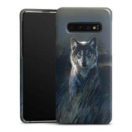 DeinDesign Galaxy S10 Handy Premium Case Smartphone Handyh&uuml;lle Schutzh&uuml;lle gl&auml;nzend Wolf Painting Nature Premium Case