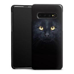 DeinDesign Galaxy S10 Handy Premium Case Smartphone Handyh&uuml;lle Schutzh&uuml;lle gl&auml;nzend Eye Cat Black Premium Case