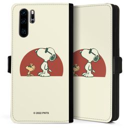DeinDesign Huawei P30 Pro Handy Klapph&uuml;lle Handyh&uuml;lle aus Kunst Leder schwarz Flip Case Snoopy Kindheit Official Licensed Product Sideflip mit langer Lasche