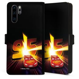 DeinDesign Huawei P30 Pro Handy Klapph&uuml;lle Handyh&uuml;lle aus Kunst Leder schwarz Flip Case Official Licensed Product Cars Lightning Mcqueen 95 Sideflip mit langer 