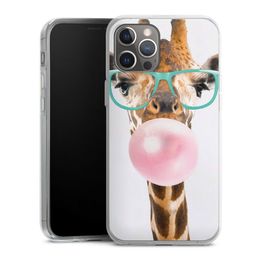 DeinDesign iPhone 12 Pro Max Handy Silikon H&uuml;lle Case transparent Handyh&uuml;lle Giraffe Animals Glasses Silikon Case