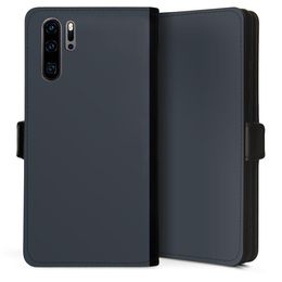 DeinDesign Huawei P30 Pro Handy Klapph&uuml;lle Handyh&uuml;lle aus Kunst Leder schwarz Flip Case Anthracite Grey Unicoloured Sideflip mit langer Lasche