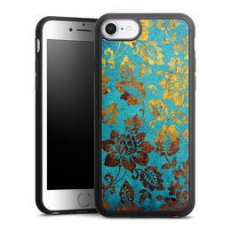 DeinDesign iPhone SE (2020) Handy Gallery Case Handyh&uuml;lle 9H Geh&auml;rtetes Glas R&uuml;ckseite H&uuml;lle Vintage Ornament Flowers Gallery Case