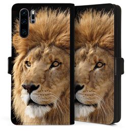 DeinDesign Huawei P30 Pro Handy Klapph&uuml;lle Handyh&uuml;lle aus Kunst Leder schwarz Flip Case Jungle Lion Photography Sideflip mit langer Lasche