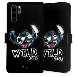 DeinDesign Huawei P30 Pro Handy Klapph&uuml;lle Handyh&uuml;lle aus Kunst Leder schwarz Flip Case Lilo & Stitch Disney Official Licensed Product Sideflip mit langer Lasche