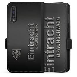 DeinDesign Galaxy A50 Handy Klapph&uuml;lle Handyh&uuml;lle aus Kunst Leder schwarz Flip Case Logo Eintracht Braunschweig Official Licensed Product Sideflip mit Lasche