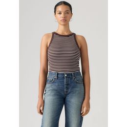 Levi's LEVI'S Damen Tanktop "ESSENTIAL RACER TANK"may stripe java rib, Gr. M, Jersey, Obermaterial: 95% Baumwolle, 5% Elasthan, Tops, Slim Fit