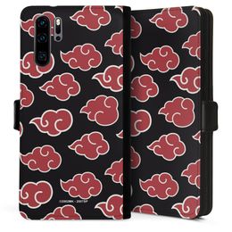 DeinDesign Huawei P30 Pro Handy Klapph&uuml;lle Handyh&uuml;lle aus Kunst Leder schwarz Flip Case Naruto Shippuden Pattern Akatsuki Sideflip mit langer Lasche