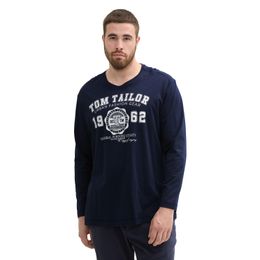 Tom Tailor PLUS Herren Langarmshirtsky captain blau, Gr. 4XL, bedruckt, Single Jersey, Obermaterial: 100% Baumwolle, Shirts, mit Print/Gro&szlig;e Gr&ouml;&szlig;en