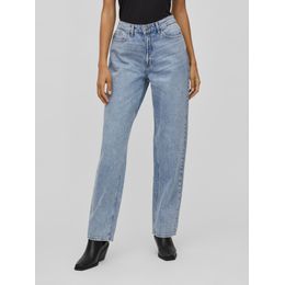 Vila Damen High-waist-Jeans "VIKELLY JAF HW STRAIGHT JEANS-NOOS"light blau denim detail:wash lbd065, Gr. 44, Denim/Jeans, Obermaterial: 99%