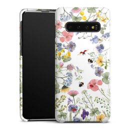 DeinDesign Galaxy S10 Handy Premium Case Smartphone Handyh&uuml;lle Schutzh&uuml;lle gl&auml;nzend Flowers Bee Muster Premium Case
