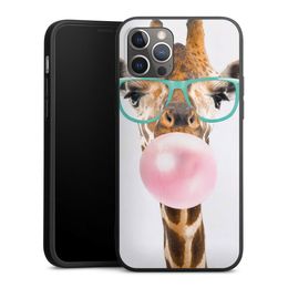 DeinDesign iPhone 12 Pro Handy Premium Silikon H&uuml;lle Handyh&uuml;lle schwarz Case Giraffe Animals Glasses Silikon Premium Case