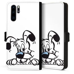 DeinDesign Huawei P30 Pro Handy Klapph&uuml;lle Handyh&uuml;lle aus Kunst Leder schwarz Flip Case Idefix Official Licensed Product Comic Sideflip mit langer Lasche