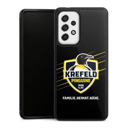 DeinDesign Galaxy A53 5G Handy Gallery Case Handyh&uuml;lle 9H Geh&auml;rtetes Glas R&uuml;ckseite H&uuml;lle Sports Krefeld Pinguine Ice Hockey Gallery Case