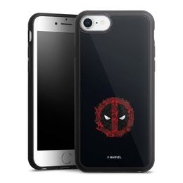 DeinDesign iPhone SE (2020) Handy Gallery Case Handyh&uuml;lle 9H Geh&auml;rtetes Glas R&uuml;ckseite H&uuml;lle Deadpool Marvel Logo Gallery Case