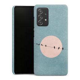 DeinDesign Galaxy A52s 5G Handy Premium Case Smartphone Handyh&uuml;lle Schutzh&uuml;lle matt Bird Moon Turquoise Premium Case