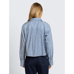 Damen Hemdblusemidblau wei&szlig; daisy, Gr. XL, Tom Tailor Denim, bestickt, Web, Obermaterial: 100% Baumwolle, Blusen, mit Allover-Stickereien