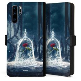 DeinDesign Huawei P30 Pro Handy Klapph&uuml;lle Handyh&uuml;lle aus Kunst Leder schwarz Flip Case Rose The Beauty And The Beast Disney Princess Sideflip mit langer Lasche